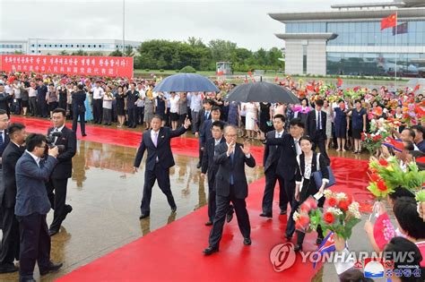중국 정부대표단 평양 출발 연합뉴스