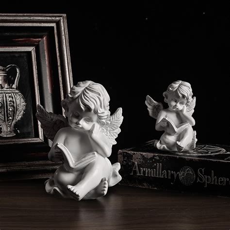 Resin White Angel Statue Figurine Garden Sleeping Statue Sculpture