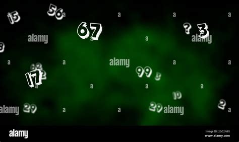 Digital Image Of Multiple Numbers Floating Against Green And Black