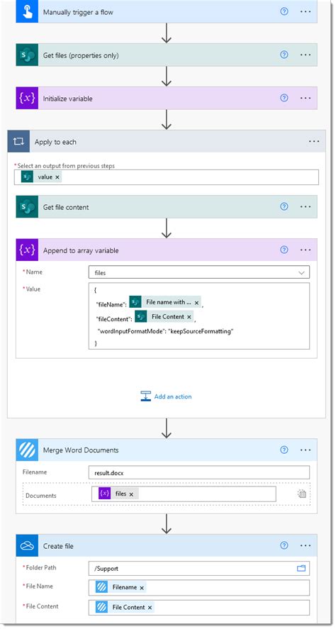 merging word document content with power automate — encodian