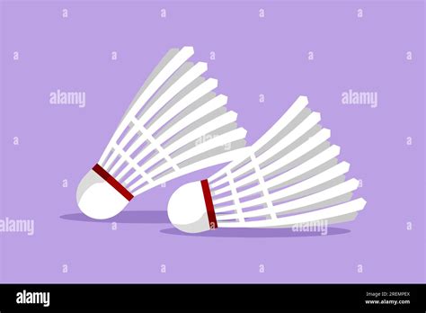 Character Flat Drawing Stylized Badminton Shuttlecock Logo Label Symbol Macro Of A Feather