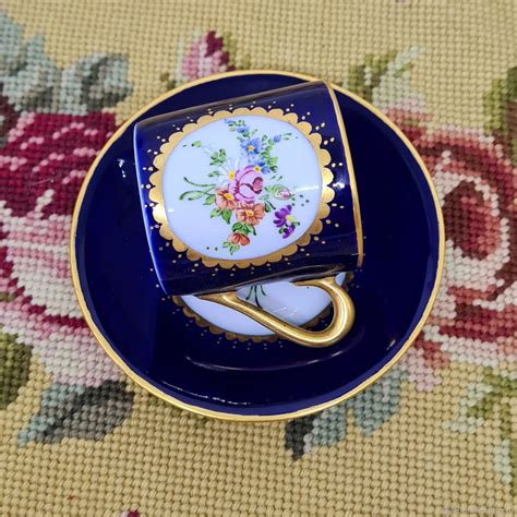 Винтаж Винтажная кофейная пара кобальт Limoges 1960е гг в интернет магазине Ярмарка Мастеров