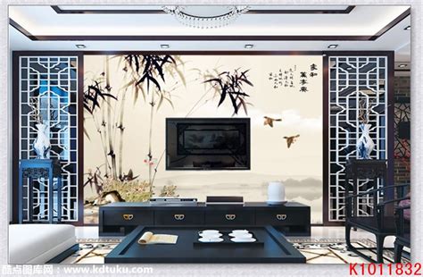 K1011832 家和万事兴水墨中式竹子背景墙壁画酷点图库