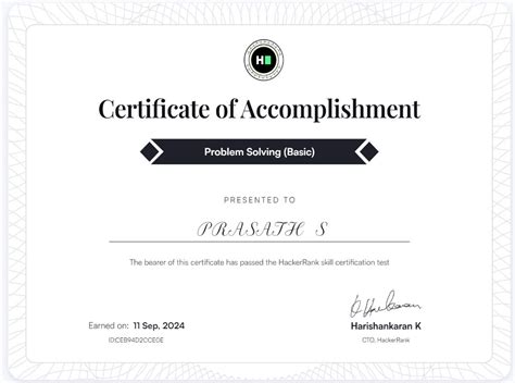 S Prasath On Linkedin Certified In Hackerrank Code Contest 😁