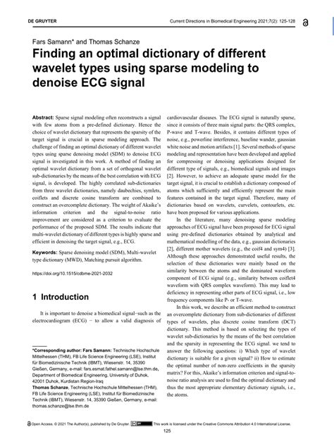 Pdf Finding An Optimal Dictionary Of Different Wavelet Types Using Sparse Modeling To Denoise