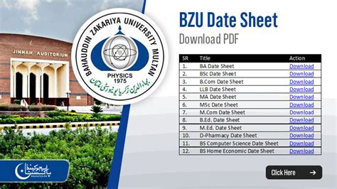 Bzu Multan Date Sheet 2023 Download Online