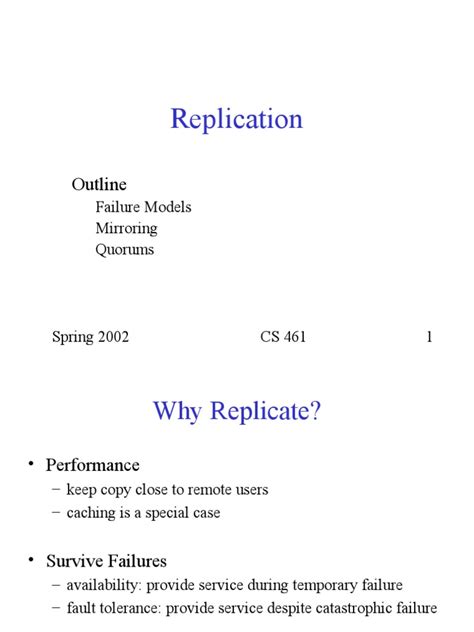 replication strategies for high availability and fault tolerance in