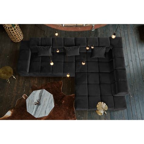 Ecksofa Aus Samt Mit Recamiere Schwarz NEVADA Maisons Du Monde