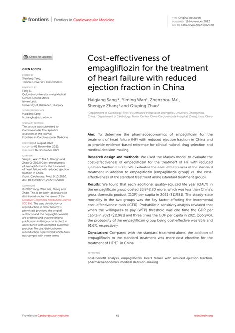 Pdf Cost Effectiveness Of Empagliflozin For The Treatment Of Heart