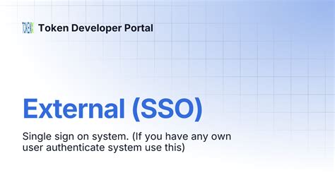 External Sso Token Developer Portal