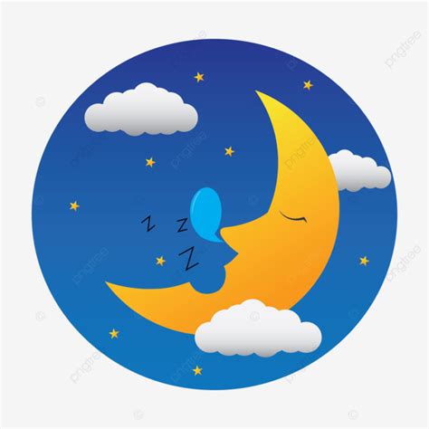Cartoon Moon Sleeping At Night Sleeping Moon Vertor Png And Vector