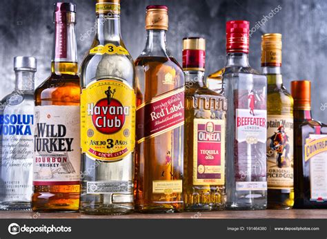 Bottles Of Assorted Global Hard Liquor Brands — Stock Editorial Photo