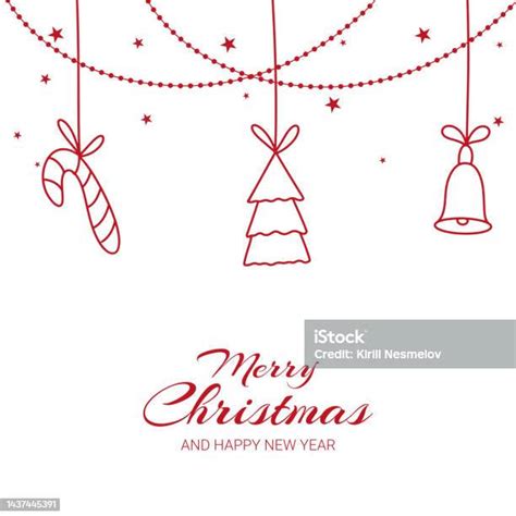 메리 크리스마스와 새해 복 많이 받으세요 크리스마스 트리 종과 막대 사탕 반대 12월에 대한 스톡 벡터 아트 및 기타 이미지 12월 3차원 형태 겨울 Istock