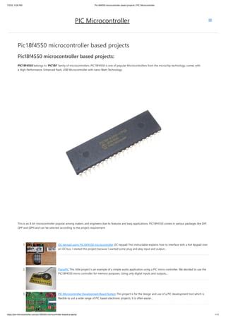 Pic18f4550 Microcontroller Based Projects PIC Microcontroller Pdf