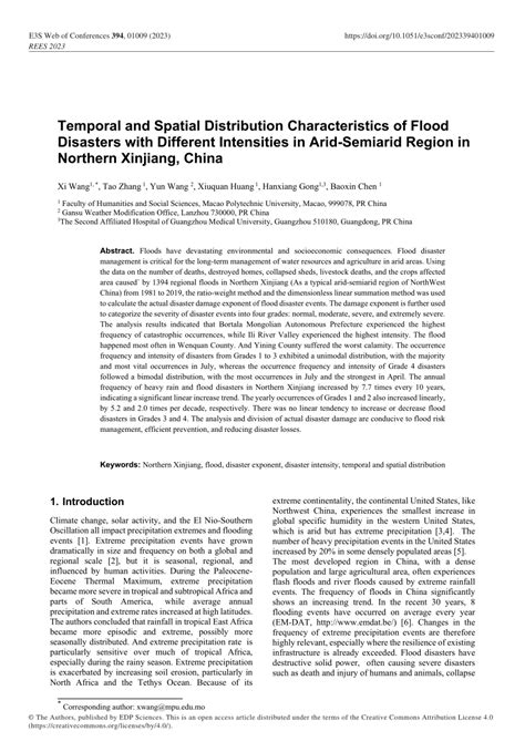 Pdf Temporal And Spatial Distribution Characteristics Of Flood Disasters With Different