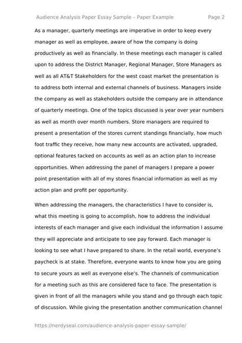Audience Analysis Paper Essay Sample 1095 Words Nerdyseal