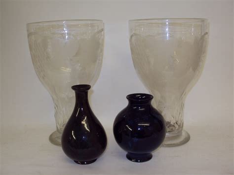 Bonhams A Pair Of 19th Century Engraved Glass Vases And Two Art