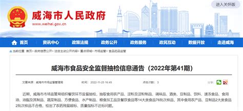 山东省威海市抽检14大类食品76批次样品 不合格2批次 中国质量新闻网
