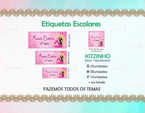 Etiqueta Escolar Barbie Kit Elo7 Produtos Especiais