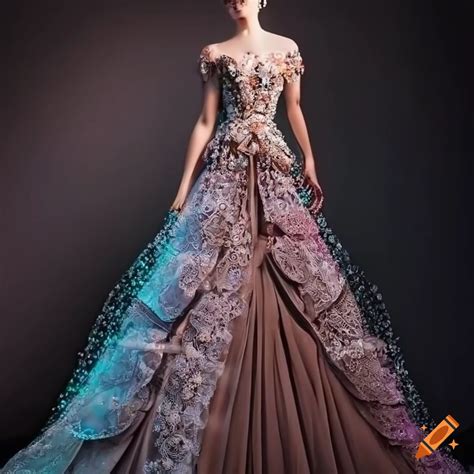 Gorgeous Gown With Intricate Lacework And Sparkling Gemstones On Craiyon