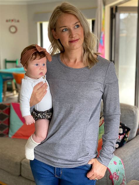 Breastmates Soft Grey Crew Neck Maternity And Breastfeeding Clothes