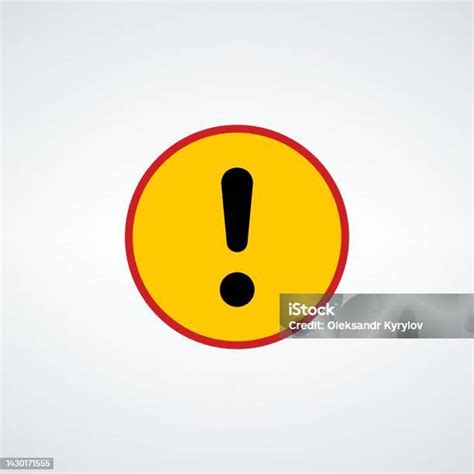 노란색 원에 경고 느낌표가 표시됩니다 위험 위험 정보 버튼 오류 주의 아이콘입니다 흰색 배경에 고립 된 스톡 벡터 일러스트레이션