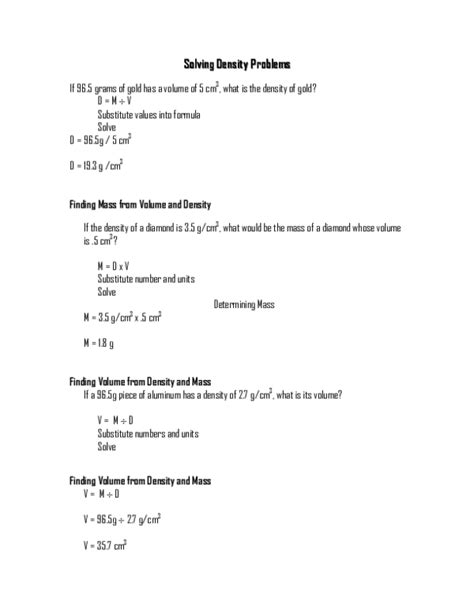 Density Problems