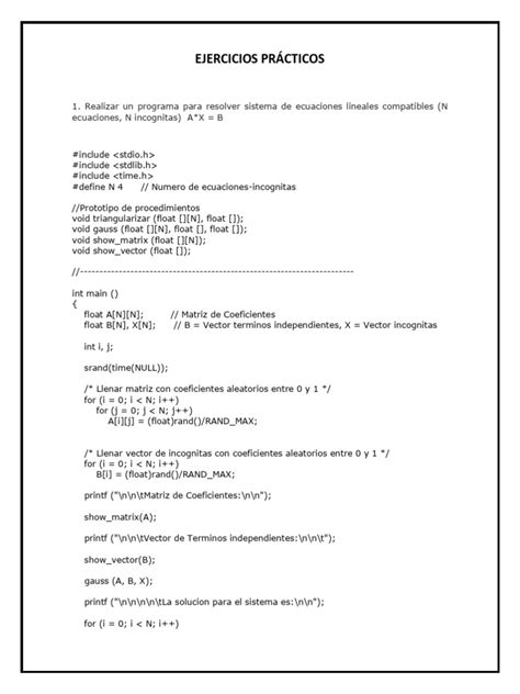 Ejercicios Prácticos 4 Pdf Matriz Matemáticas Algoritmos Y