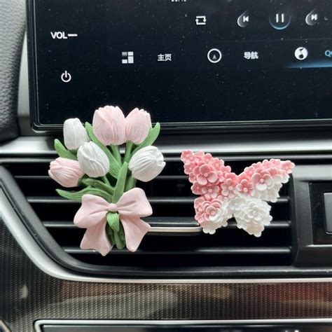 Niche Tulip Car Aromatherapy Diffuser หินอารมณ์ดอกไม้รถ Air Outlet ตก