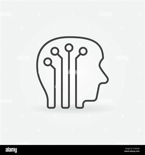 Human Head With Digital Brain Icon Vector Artificial Intelligence