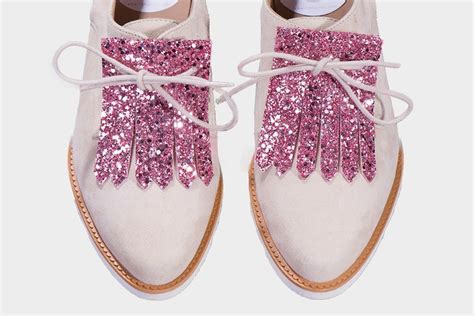Leather Shoe Accessories Kilties Fringe Glitter Pink Etsy