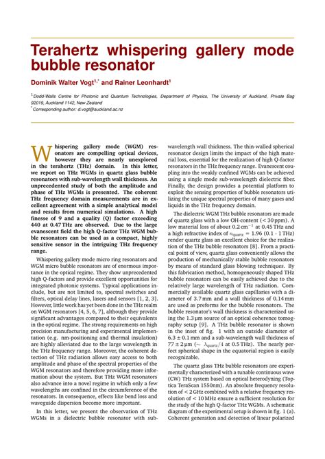 Pdf Terahertz Whispering Gallery Mode Bubble Resonator