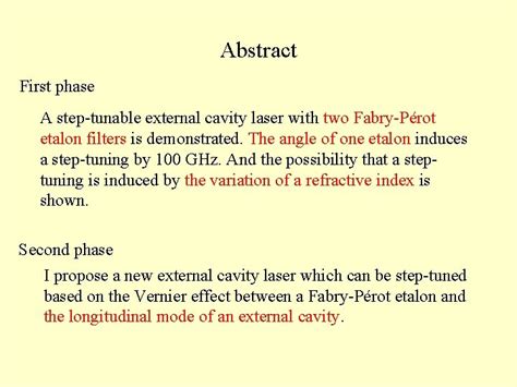Abstract First Phase A Steptunable External Cavity Laser