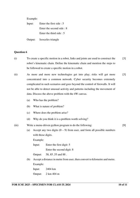 icse class 9 2024 robotics and artificial intelligence sample paper indcareer docs