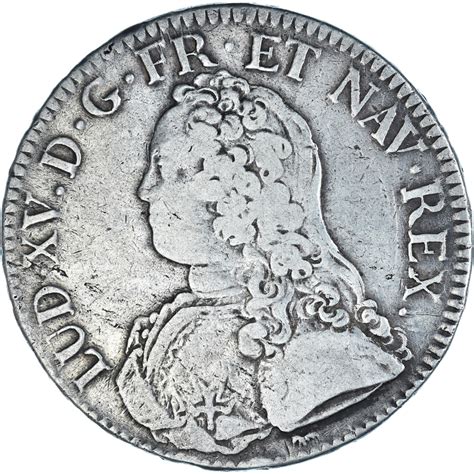 Coin France Louis XV Écu aux branches d olivier Ecu 1735 Paris