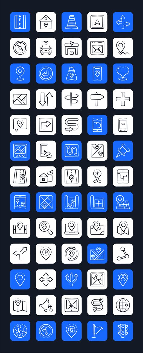 Maps And Navigation Icons On Yellow Images Creative Store 135935