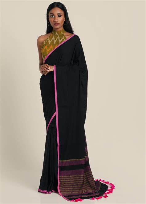 Get Black Handloom Cotton Saree At ₹ 2900 Lbb Shop