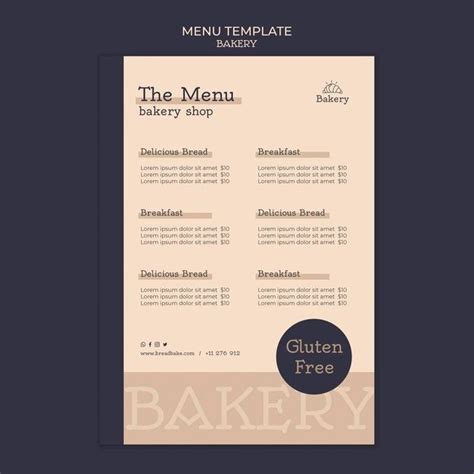 Free Psd Bakery Menu Design Template