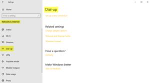 Network And Internet Settings In Windows 10