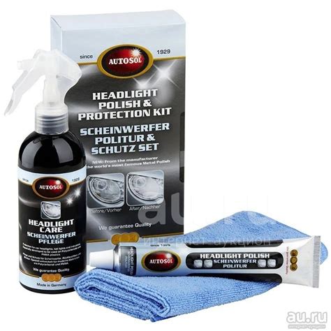Набор для полировки и защиты пластиковых фар Autosol Headlight Polish ...