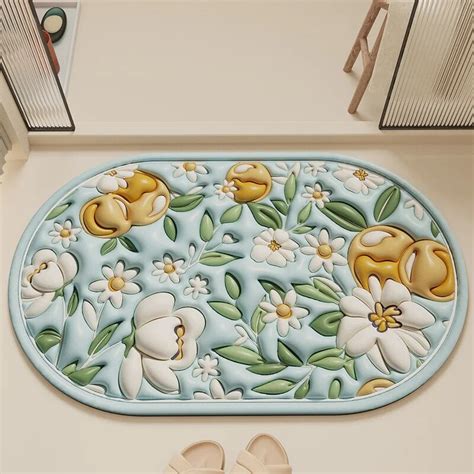 Polym Res De Bain Super Absorbants Vaccage Instantan Pour Porte D Entr E Impression De Fleurs
