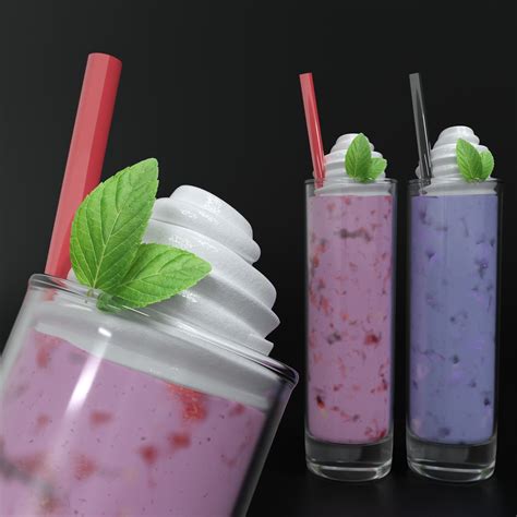 Two Glasses With Milkshake 3d Model Cgtrader