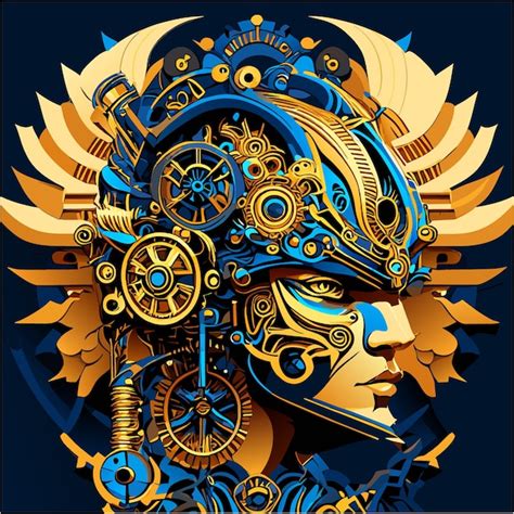 Tête Mécanique De Mélange Steampunk Et Abstrait Avec Tatouage D