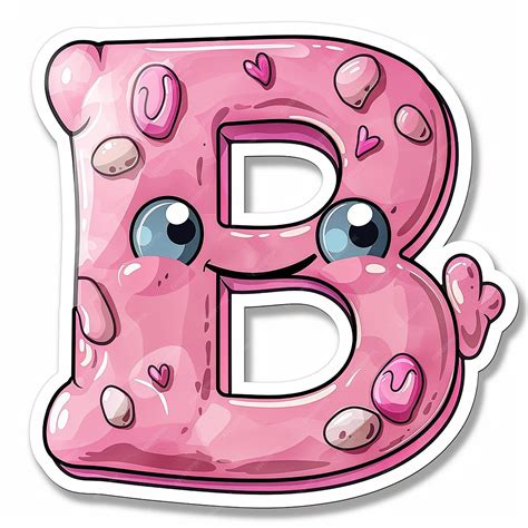 Cute Kawaii Letter B Sticker Premium Ai Generated Image