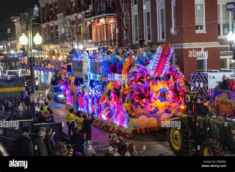 Paradegoers Are Seen During The Krewe Of Orpheus Mardi Gras Parade In