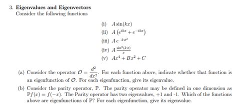 Solved Eigenvalues And Eigenvectors Consider The Chegg