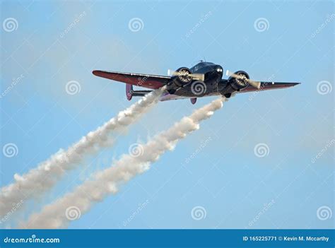 Beechcraft Model 18 Aircraft In Flight At An Air Show Editorial Photo