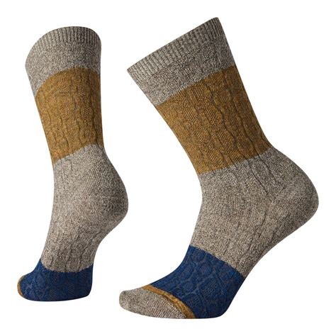 Smartwool Womens Everyday Color Block Cable Crew Socks Atmosphere