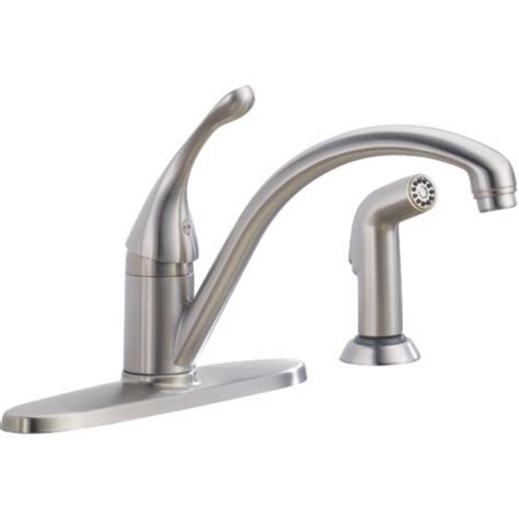Delta 1 Handle Lever Kitchen Faucet With Side Spray Stainless 400 Ss