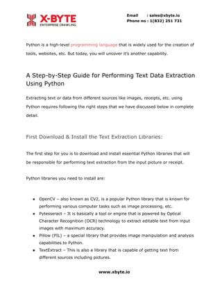 Comprehensive Guide To Text Data Extraction Using Python Pdf
